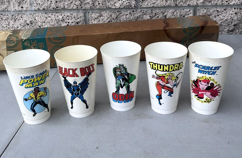 1975 7-11 Marvel Comics Super Hero Slurpee Plastic Cups Cup Complete ...