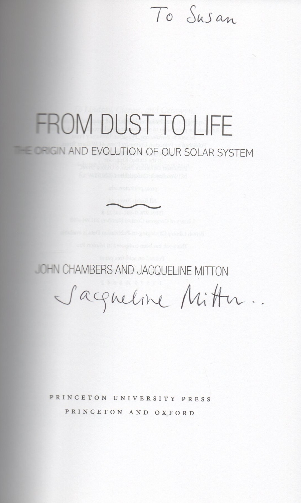 Jacqueline Mitton SIGNED From Dust To Life Origin & Evolution of Solar ...