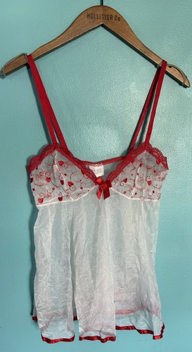 Htf Secret Treasures Red Hearts Lingerie Teddy Sheer Negligée Sexy M L ...