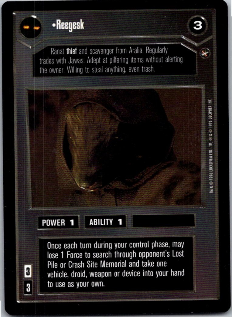Star Wars Reegesk DS A New Hope CCG TCG Decipher Free Shipping! | eBay
