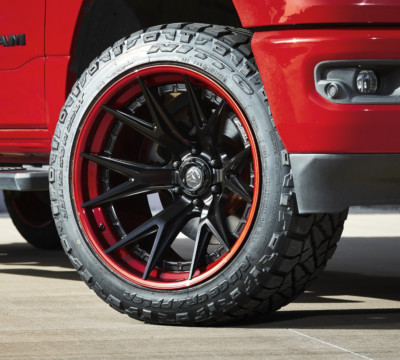 4 New 22" Fuel D402 Catalyst Matte Black Red Lip 22x12 8x170 Wheels ...