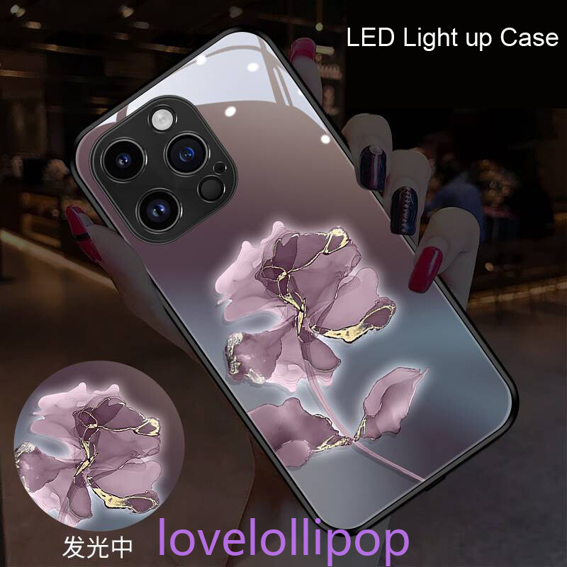 Induction Glow Flower LED Light up Phone Case Cover for iPhone 16 15 13 ...
