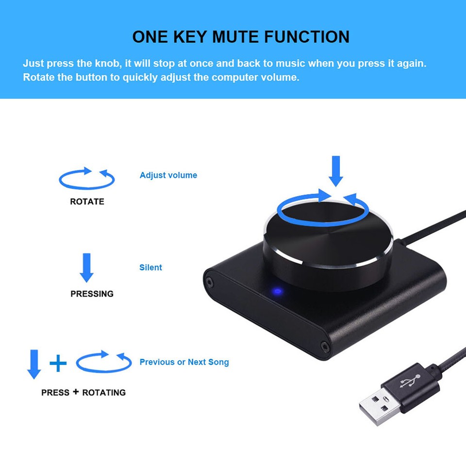 USB Volume Control Knob Audio Controller 2 Modes Multimedia Controller ...