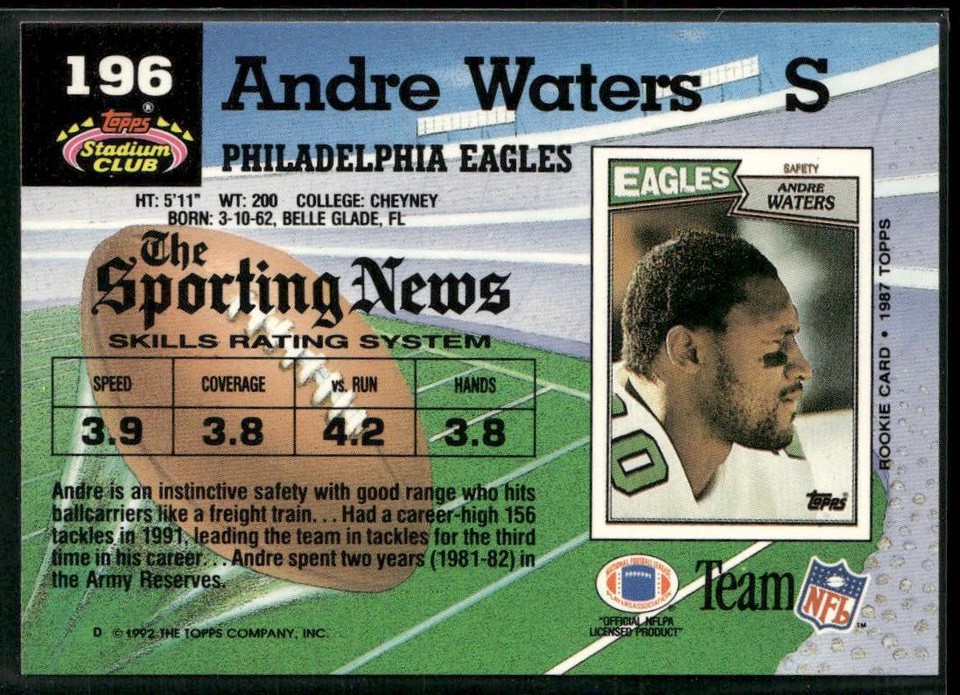 1992 Stadium Club #196 Andre Waters | eBay