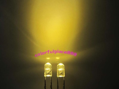 100pcs, 3mm Warm White Round Flangeless Water Clear LED Leds ...