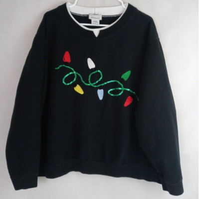 CW Classics Sweatshirt Embroidered Sequined Christmas Lights Design ...