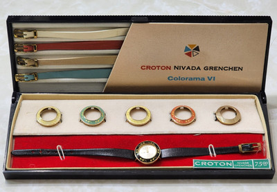 Rare 1960's Croton Nivada Grenchen Colorama VI Watch Complete Set | eBay