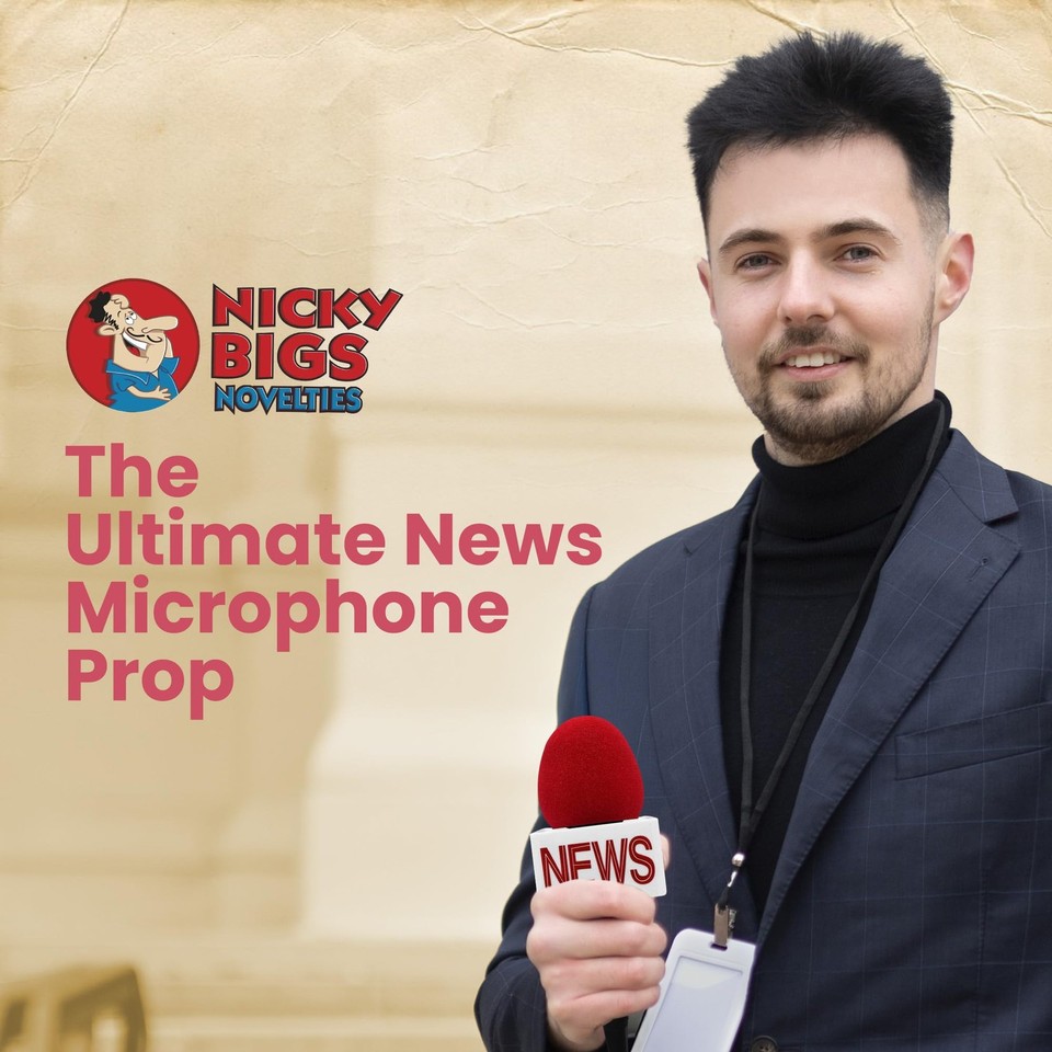 Fake News Reporter Microphone Mic Flag Cube Plastic Cordless Costume ...