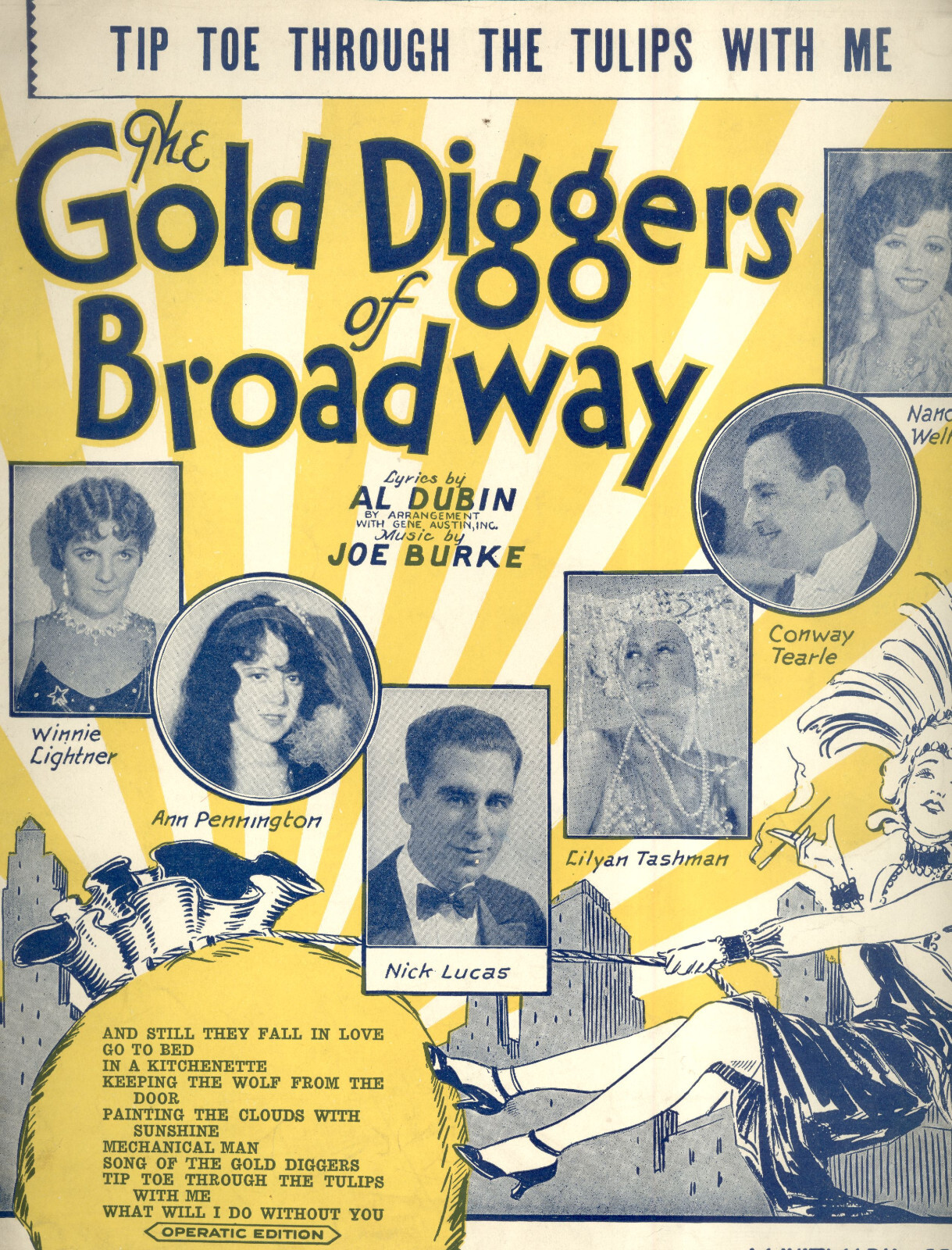 GOLD DIGGERS OF BROADWAY Sheet Music "Tip Toe Thru Tulips" Lilyan ...