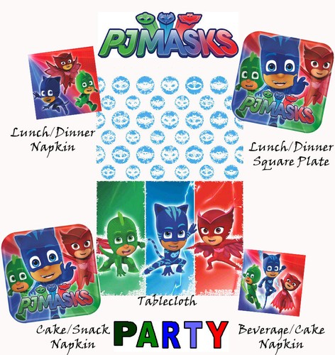 PJ Masks Hero Lunch Dessert Plate Napkin Plastic Table Cover Birthday ...