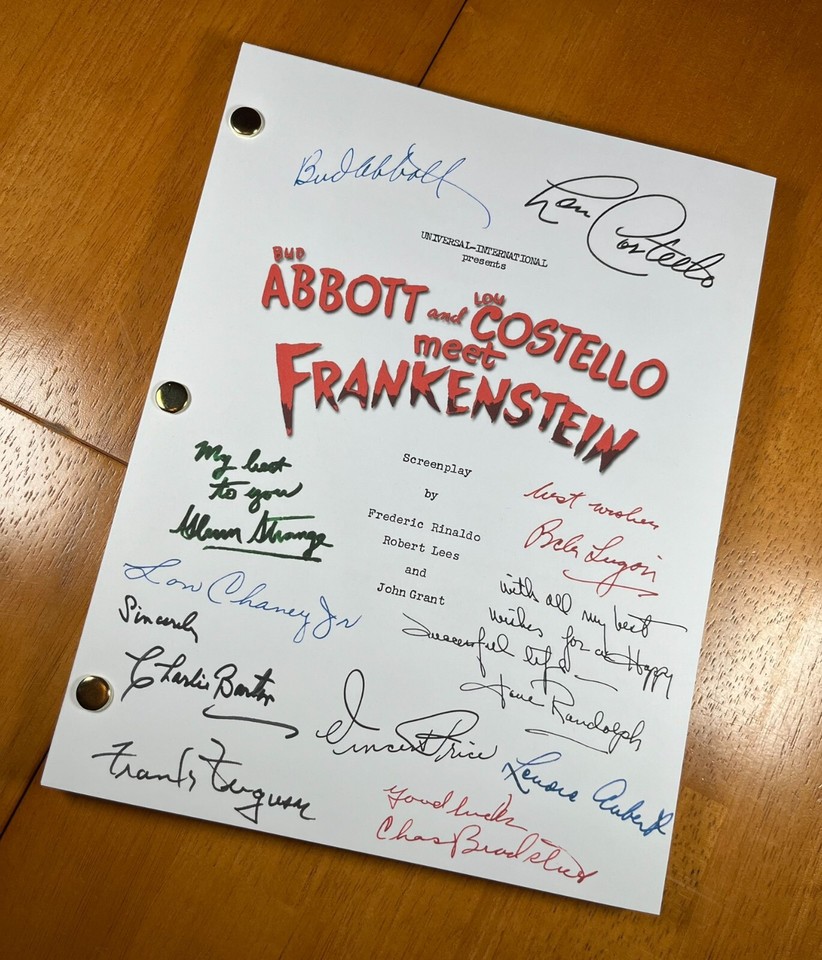 Abbott and Costello Meet Frankenstein Script Signed- Autograph Reprints ...