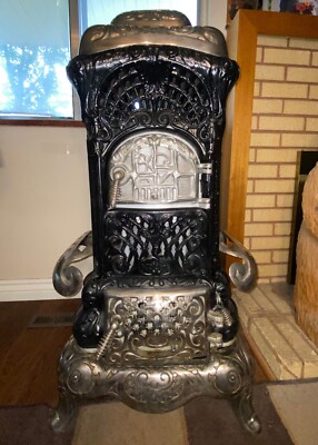 Original Moore's Air Tight Heater Antique Cast Iron/Nickel Stove ...