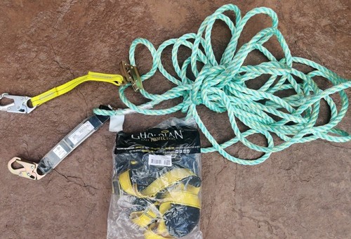 GUARDIAN FALL PROTECTION HARNESS AND VERTICAL ROPE LINE 50 Feet 01700 ...