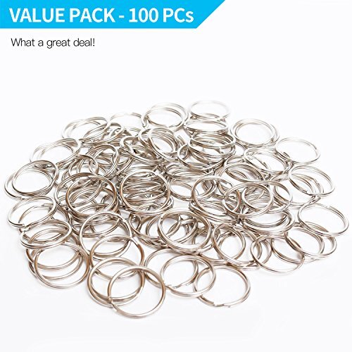 100PCS Key Rings Metal Round Split Ring - Bulk Pack of 100-1" 25mm ...