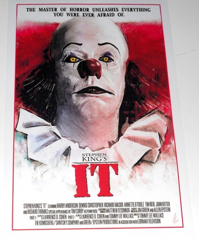 IT (TV Version) 1990 Stephen King Poster 19"x13" Pennywise Clown / Tim ...