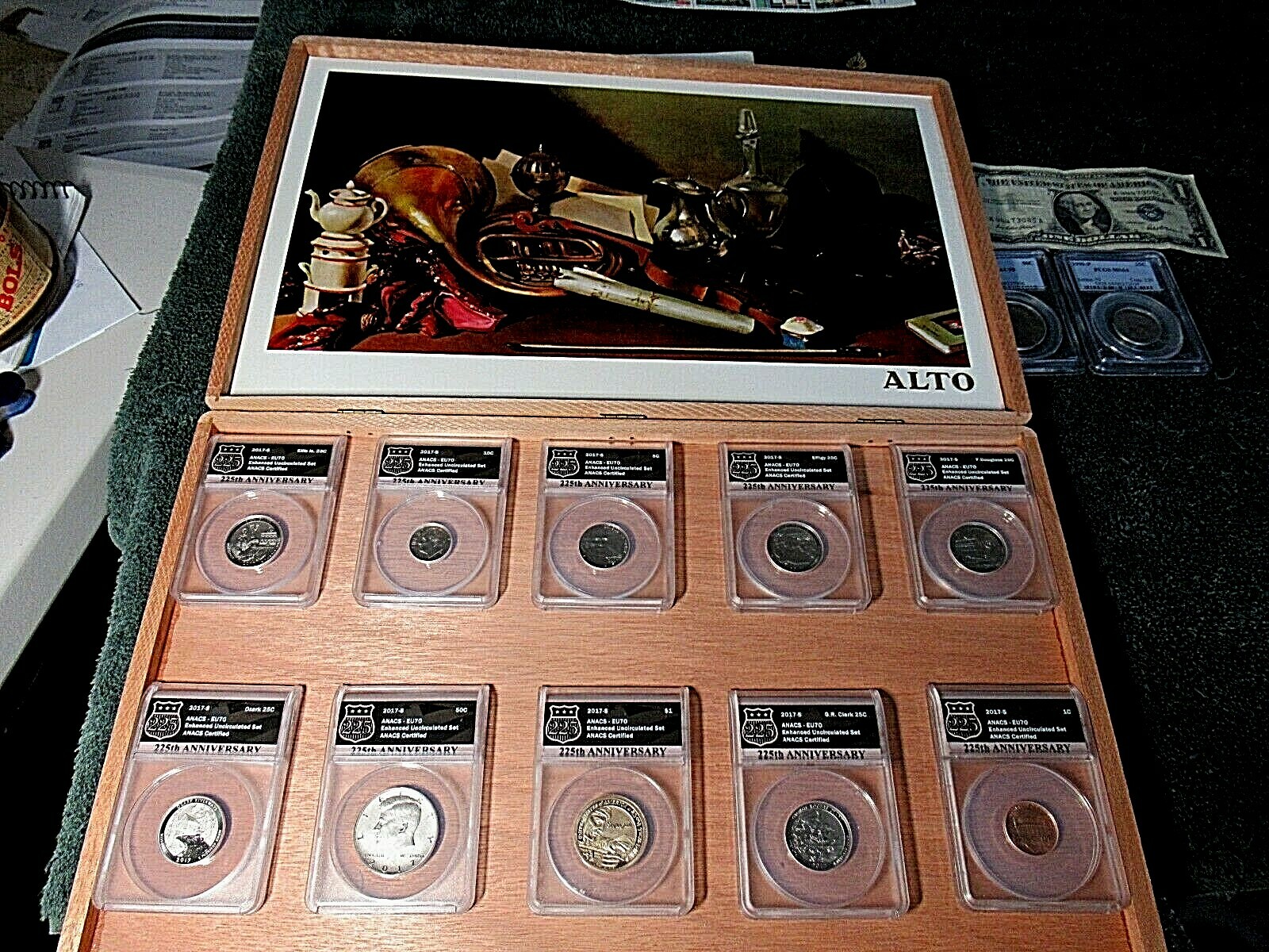 2017-S Full Set ANACS EU70 225th Anniv. ENHANCED / 10 BU Coins / Nice ...