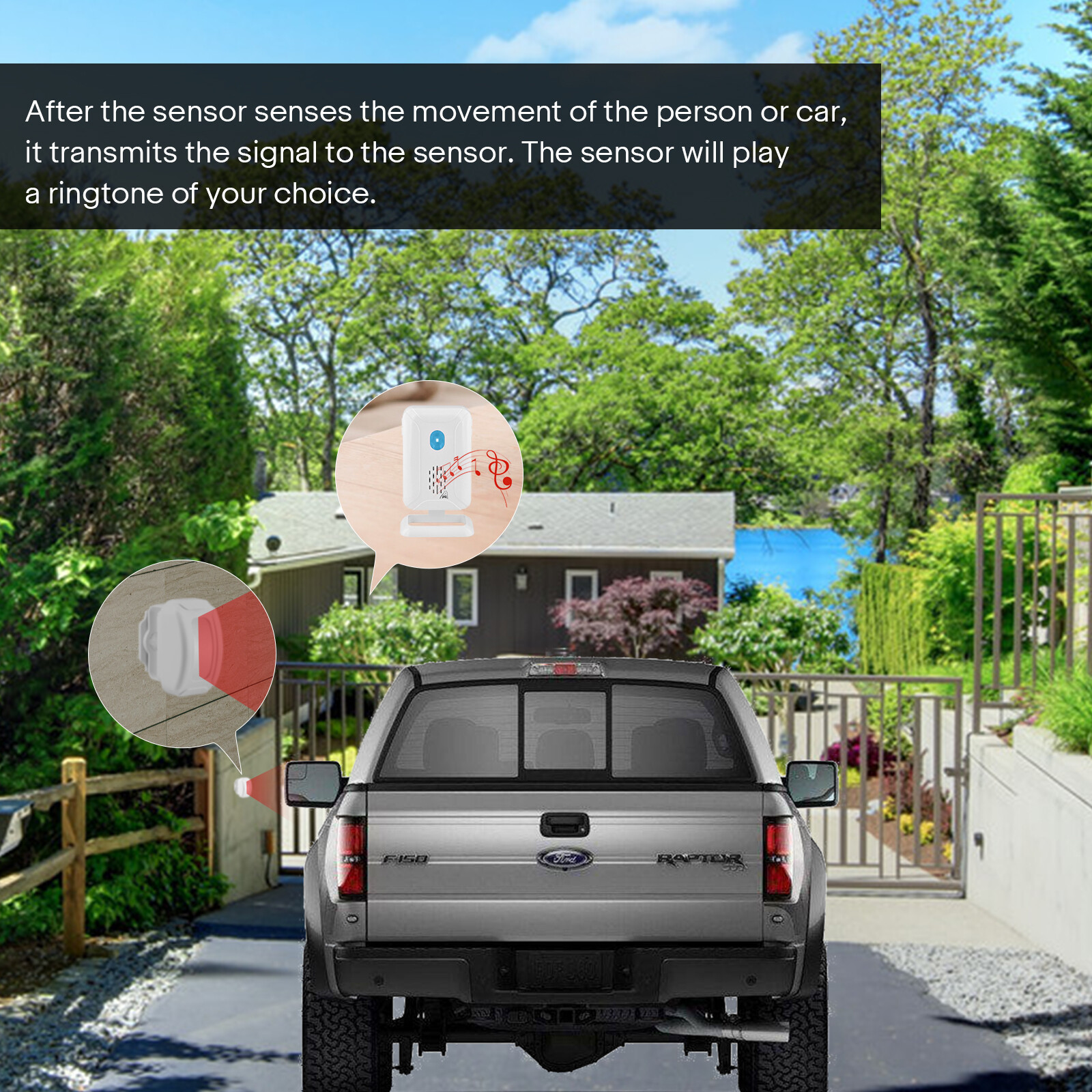 Driveway Home Alert Security System Wireless Motion Sensor Alarm PIR ...