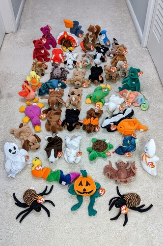 Ty Beanie Babies Lot of 52 All w/ Tags Bears, Dogs, & More! Excellent ...