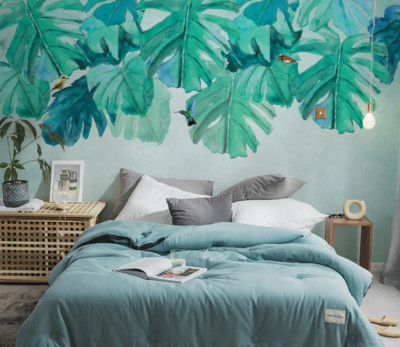 3D Green Leaves Bird G4628 Wallpaper Wall Murals Removable Self ...