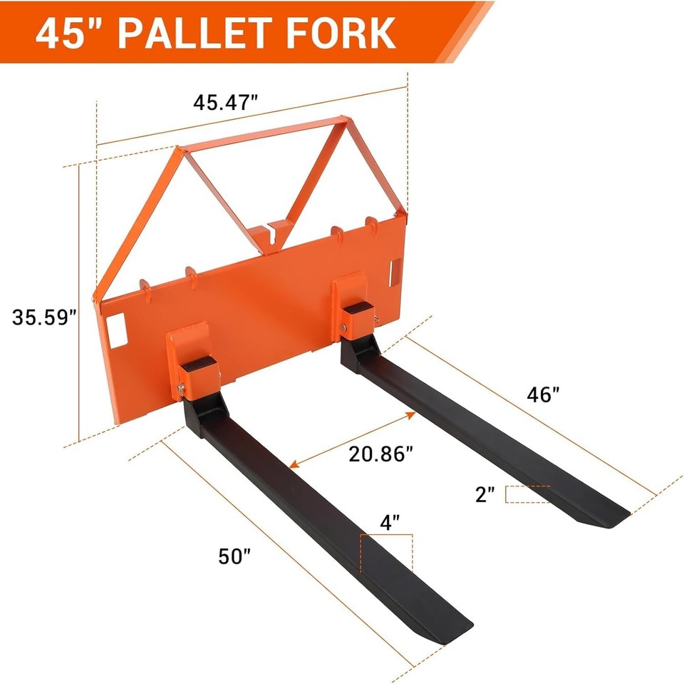 45" Skid Steer Pallet Forks,Quick Attach Pallet Forks Attach,Removable ...