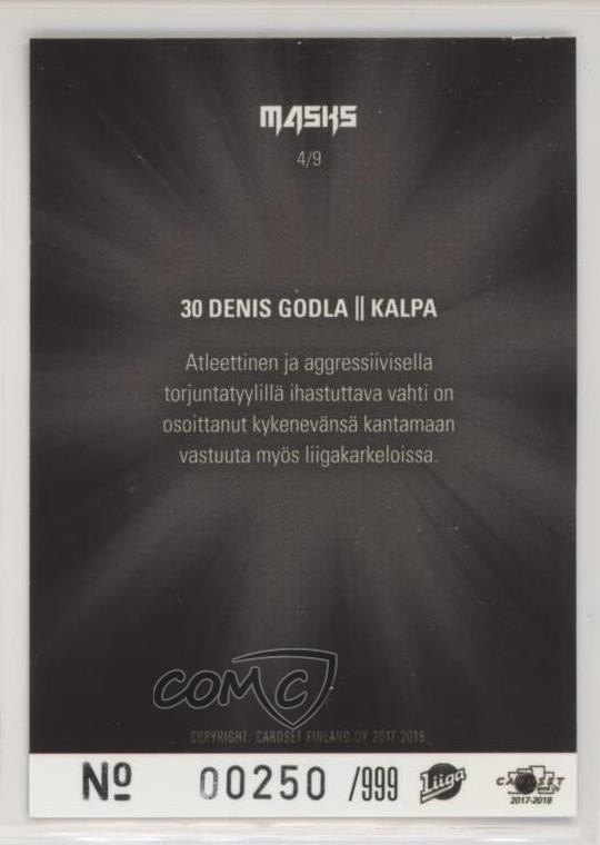 2017-18 Cardset Finland SM-Liiga Masks Blue /999 Denis Godla #4 | eBay