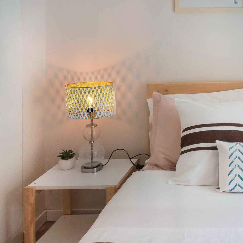 Unique Metal Lamp Shades, Round Drum Hollow-Carved Design for Table and ...