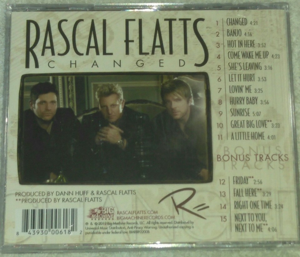 RASCAL FLATTS: CHANGED deluxe CD bonus tracks 843930006182| eBay