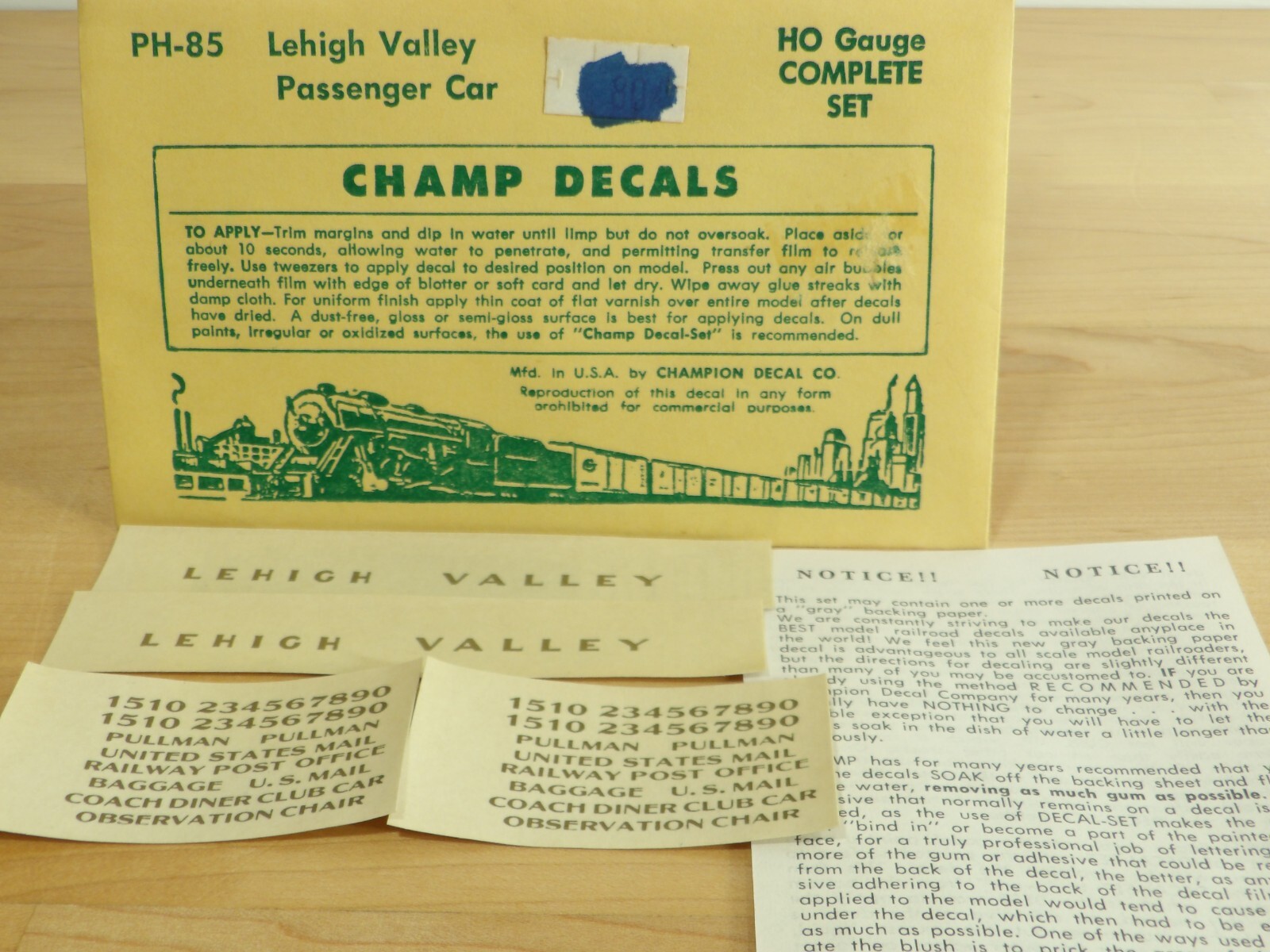 Champ Decals HO PH-85 Lehigh Valley Passenger Car | eBay