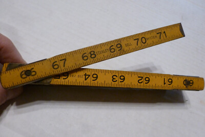 Vintage Stanley 72" Zig Zag Wood Folding Carpenter Ruler Works Well ...