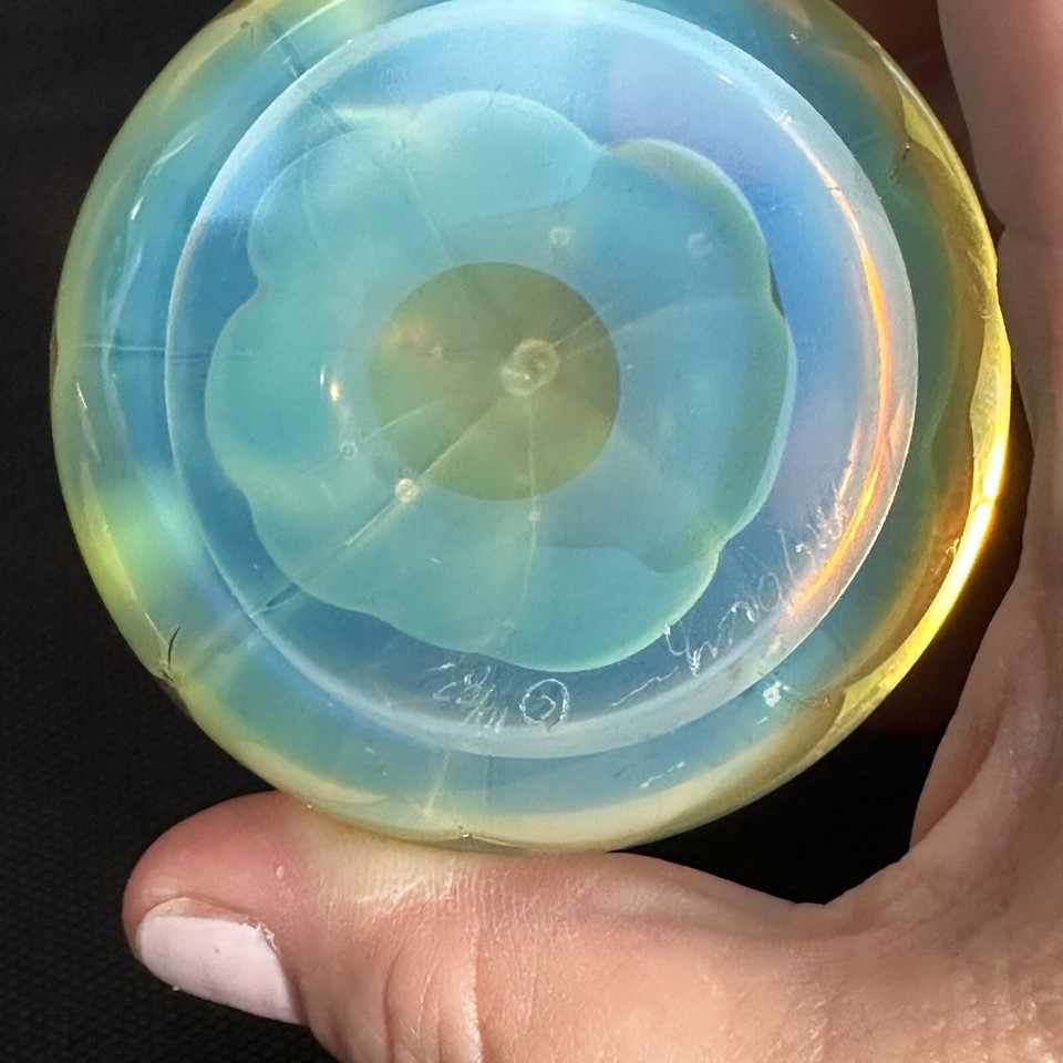 Michael O'Keefe Iridescent Blue Paperweight Veil Double Stack Bubble 1.75" x 3" | eBay