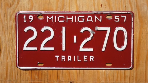 1957 Red Michigan License Plate - Original Paint | eBay