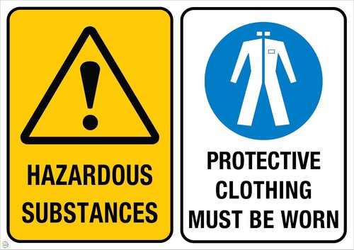 Hazardous Substances Protective Clothing Must Be Worn Sign/Sticker ...
