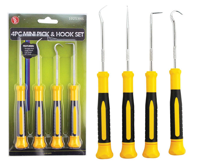New 4pc Mini Pick & Hook Set w / Dual Colored Handle & Hardened Tip ...