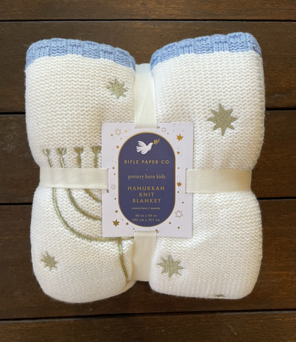 Pottery Barn Kids Rifle Paper Co Hanukkah Knit Throw Blanket Menorah 40 ...