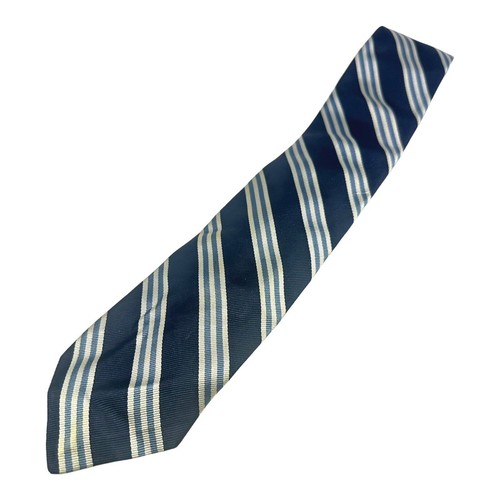 Robert Talbott Men’s Blue & White Repp Silk Tie USA-Made Classic Stripe ...