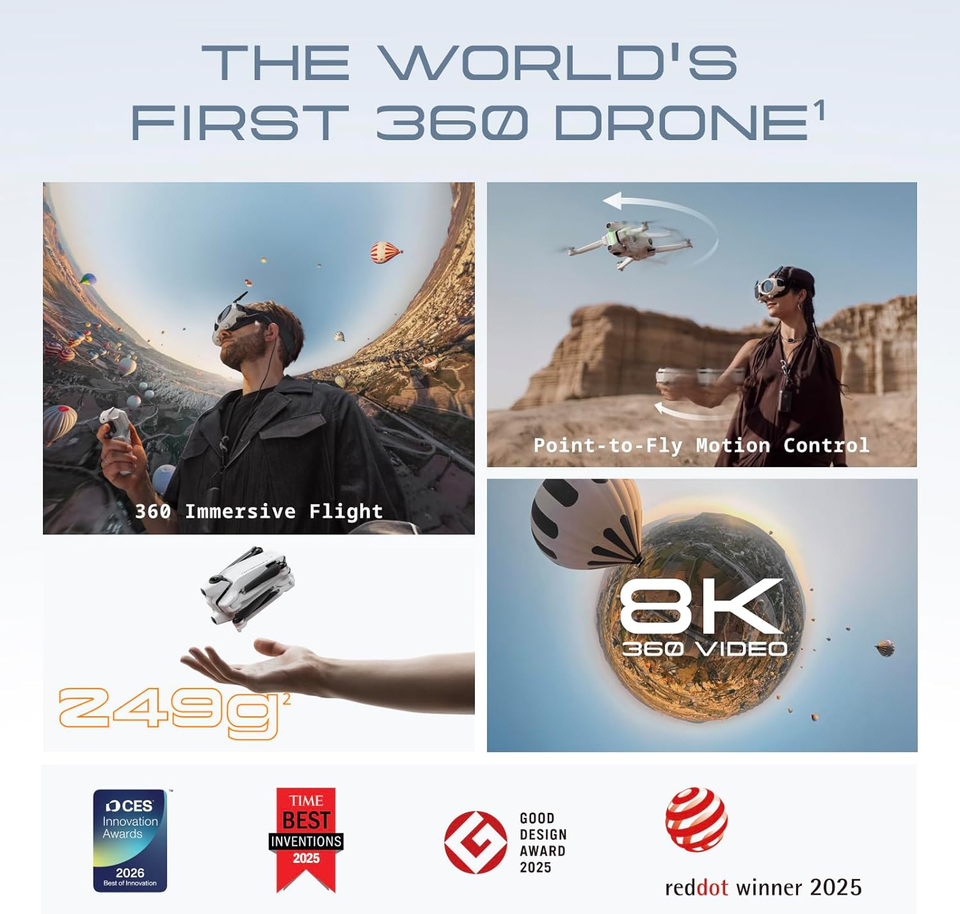 A1-8K 360 Drone for Immersive Flight, Point-To-Fly Motion Control for ...