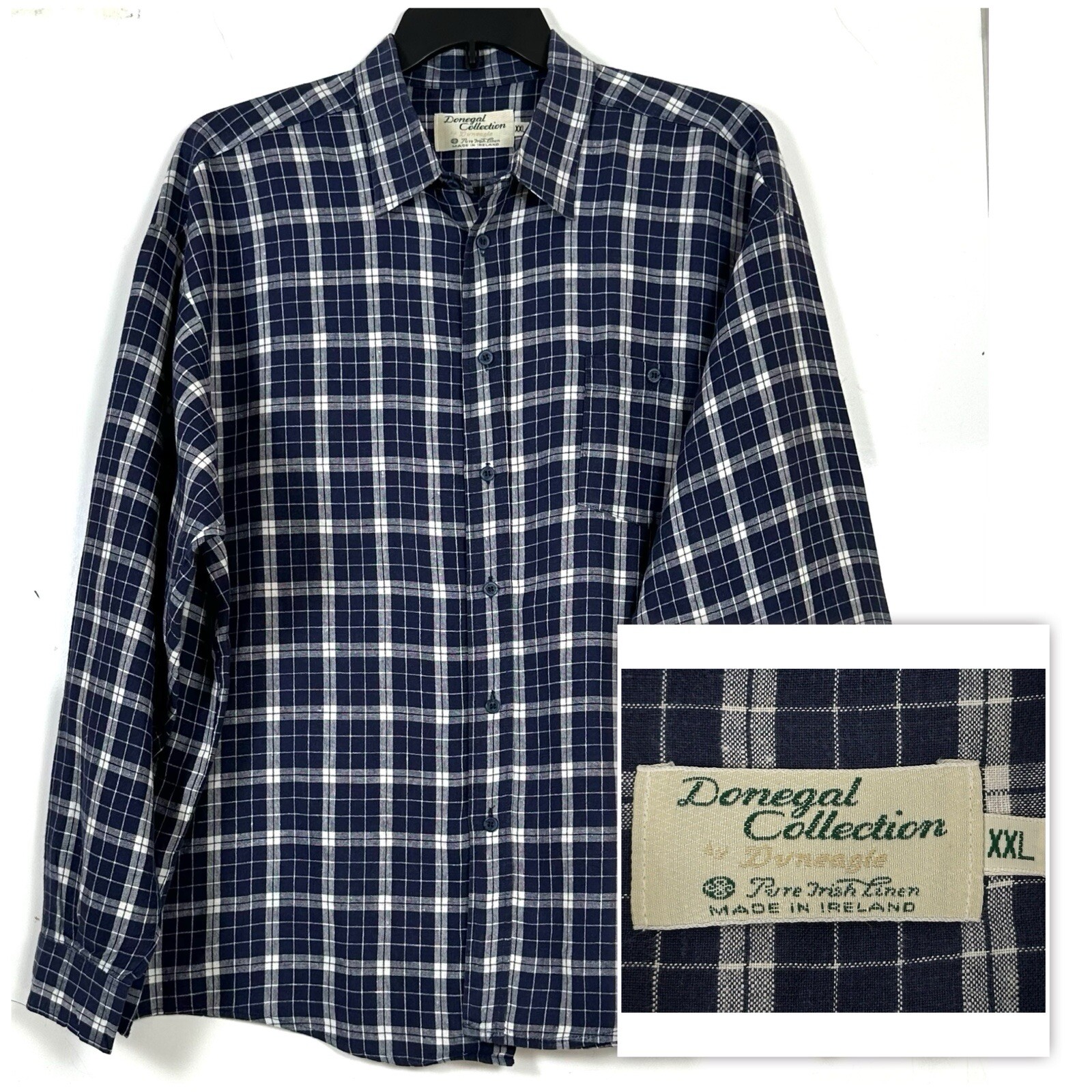 Donegal Collection PURE IRISH LINEN Shirt~Mens 2XL Ir… - Gem