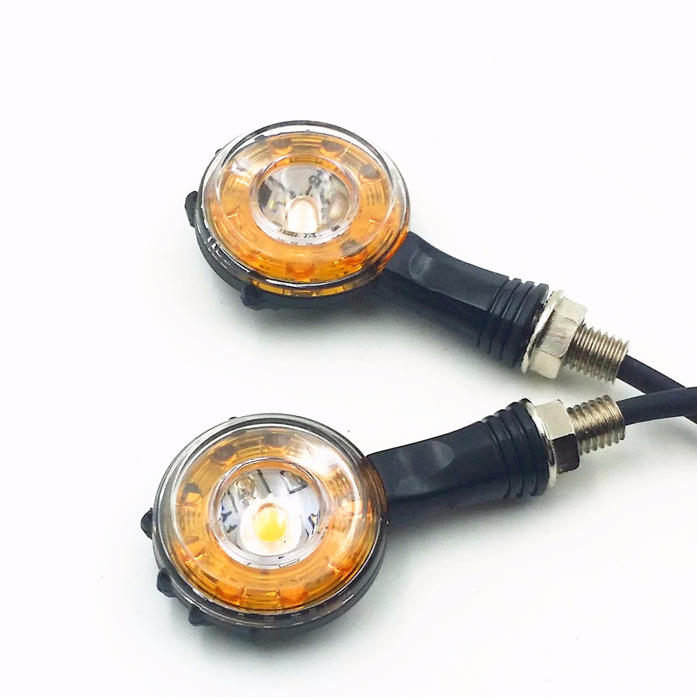 Black Skull Round LED Turn Signal Light Dual Sport Standard Street Quad ...