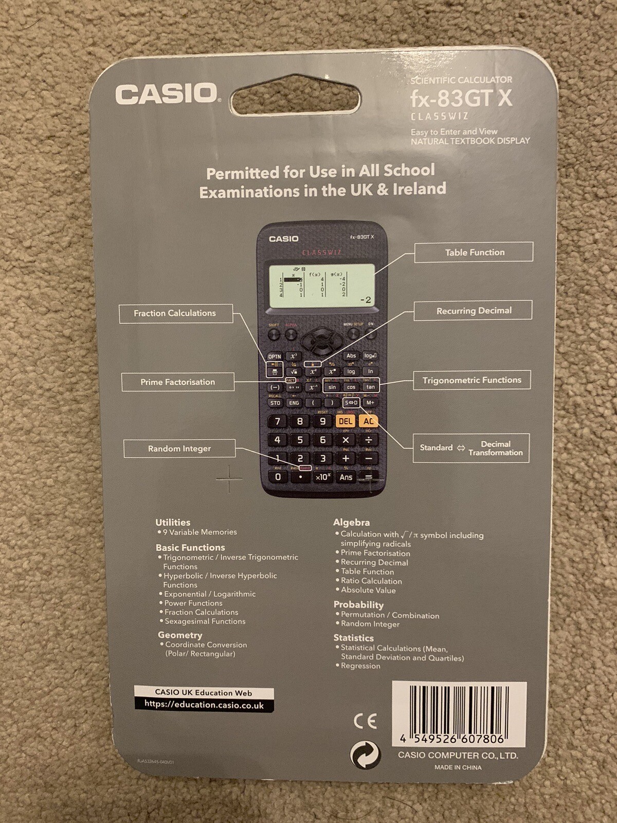 Casio FX83GTX Scientific Calculator with 276 Functions - Black for sale ...