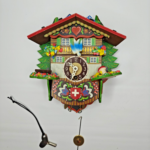 Vintage Mini Swiss Chalet Key Wound Decorative Cuckoo Clock | eBay