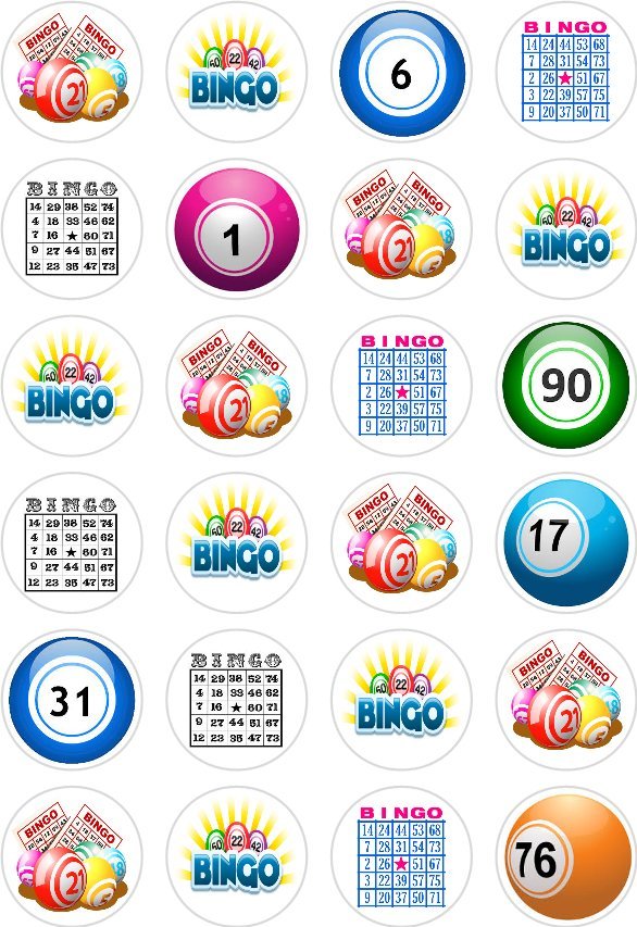 24 Bingo Ball Game Cupcake Fairy Cake Toppers Edible Rice Wafer Paper ...