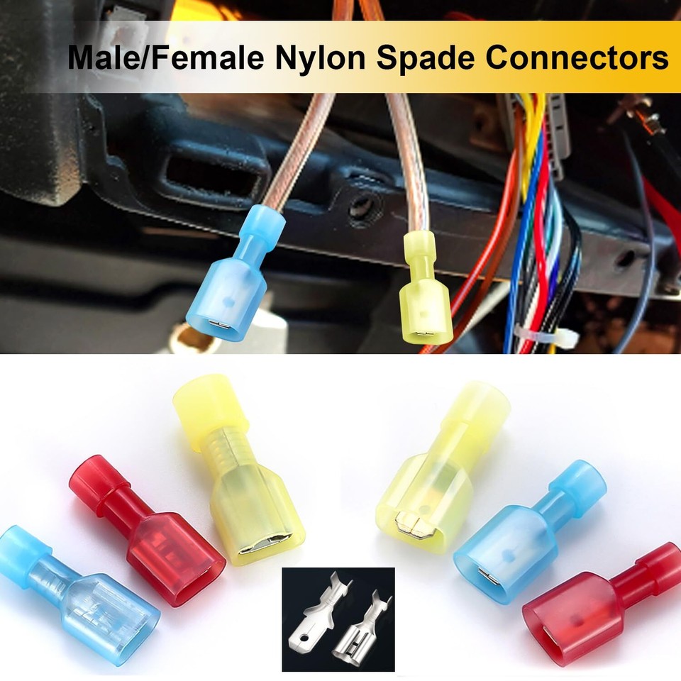 500X Insulated Male Female Spade Crimp Terminal Quick Disconnect Wire ...