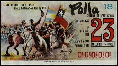 CHILE, LOTTERY TICKET, "POLLA CHILENA", GAME # 846, YEAR 1981, NUMBER ...