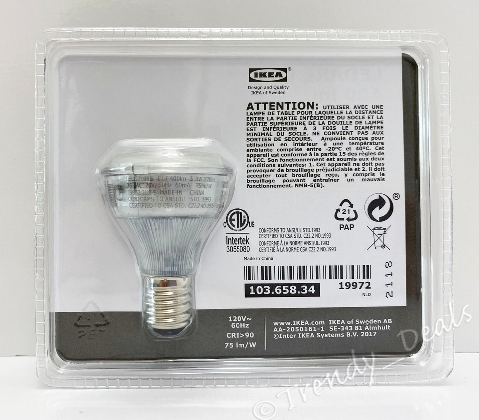 Ikea LEDARE LED Bulb E17 Reflector R14 400 lm, 2700 K 5.3 W for ...