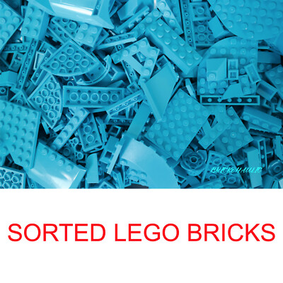 Lego Medium Azure Color Sorted Bricks Pieces Plates Parts Bulk Assorted ...