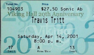 Travis Tritt Concert Country Ticket Stub Viking Hall Johnson City Show ...