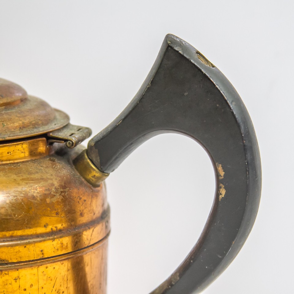 VINTAGE ESTATE ROME METAL WARE COPPER FINISH TEA POT W/ WOOD HANDLE 6.5 ...