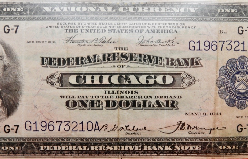 Fr. 727 1918 $1 Large Size FRBN Green Eagle PMG 30 Note Currency ...
