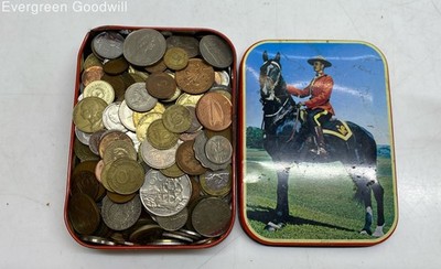 3.4LBS Mixed World Coins in Canadian Mountie Tin | eBay
