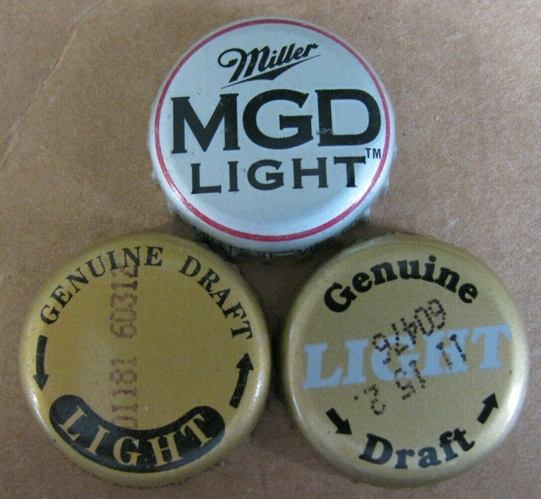 3 DIFF MGD LIGHT GENUINE DRAFT MILLER BREW CO MILWAUKEE WI BEER BOTTLE ...